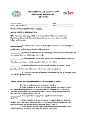 Org Mgt Q 1 mod2 R - module 2 materials - Organization and Management ...