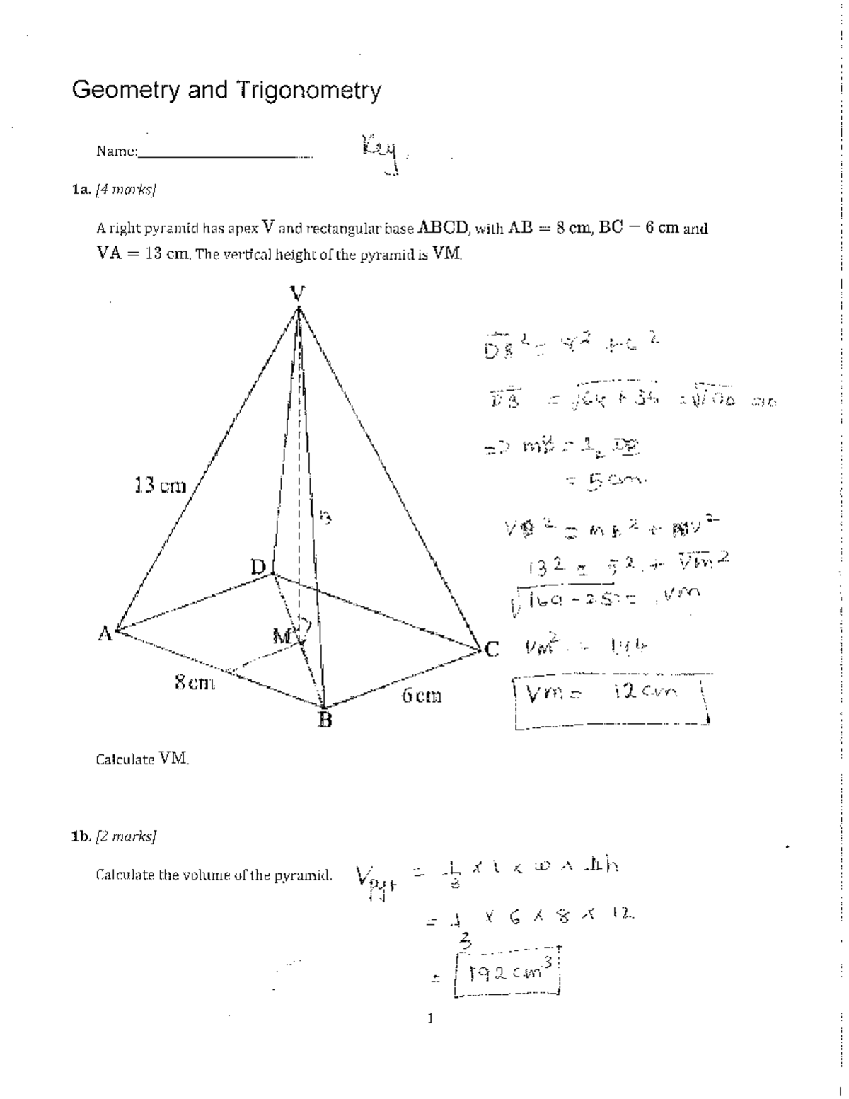 Geometry And Trigonometry Questions Key Mathematics Studocu