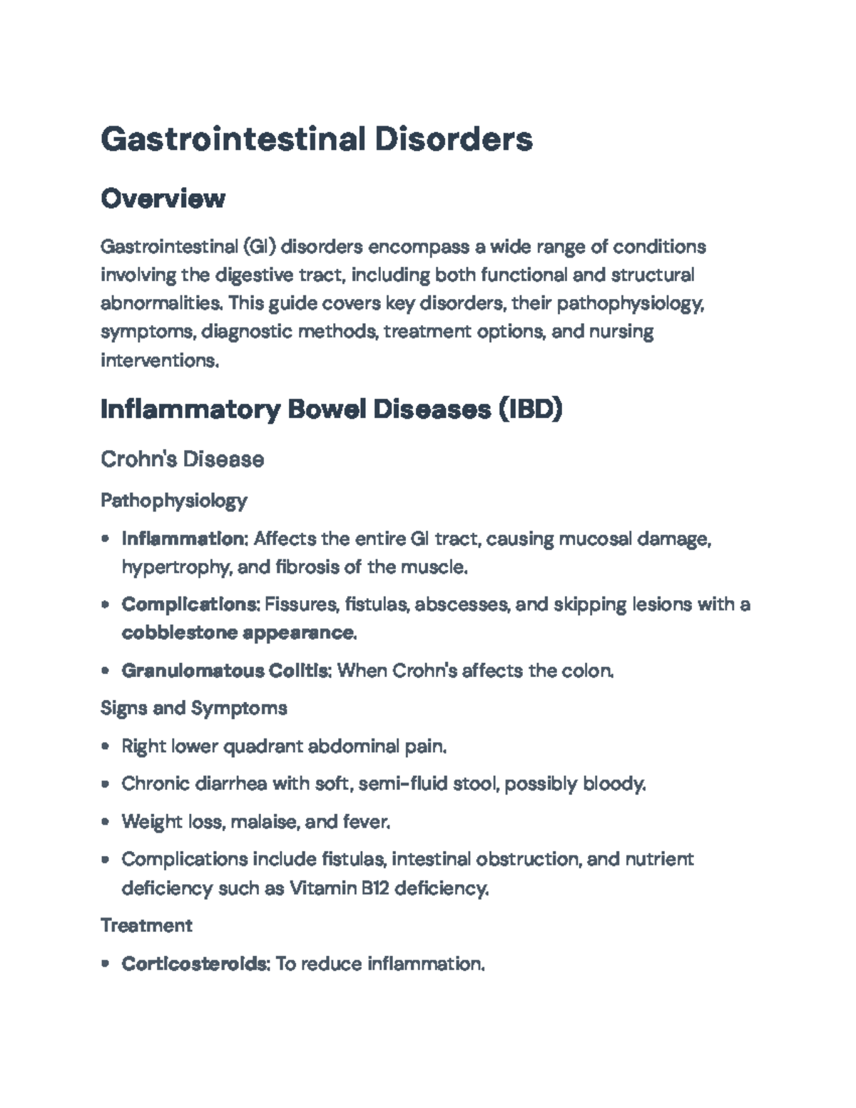 Gastrointestinal Disorders: Pathophysiology, Symptoms, and Treatments ...