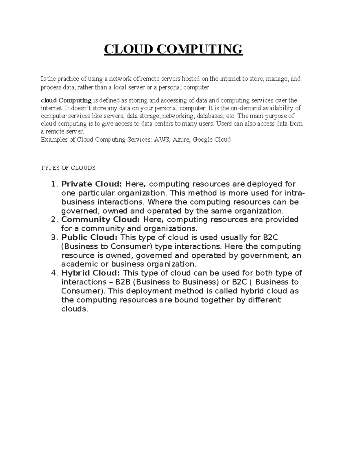 CPA Cloud Computing Overview: Types, Benefits & Applications - Studocu