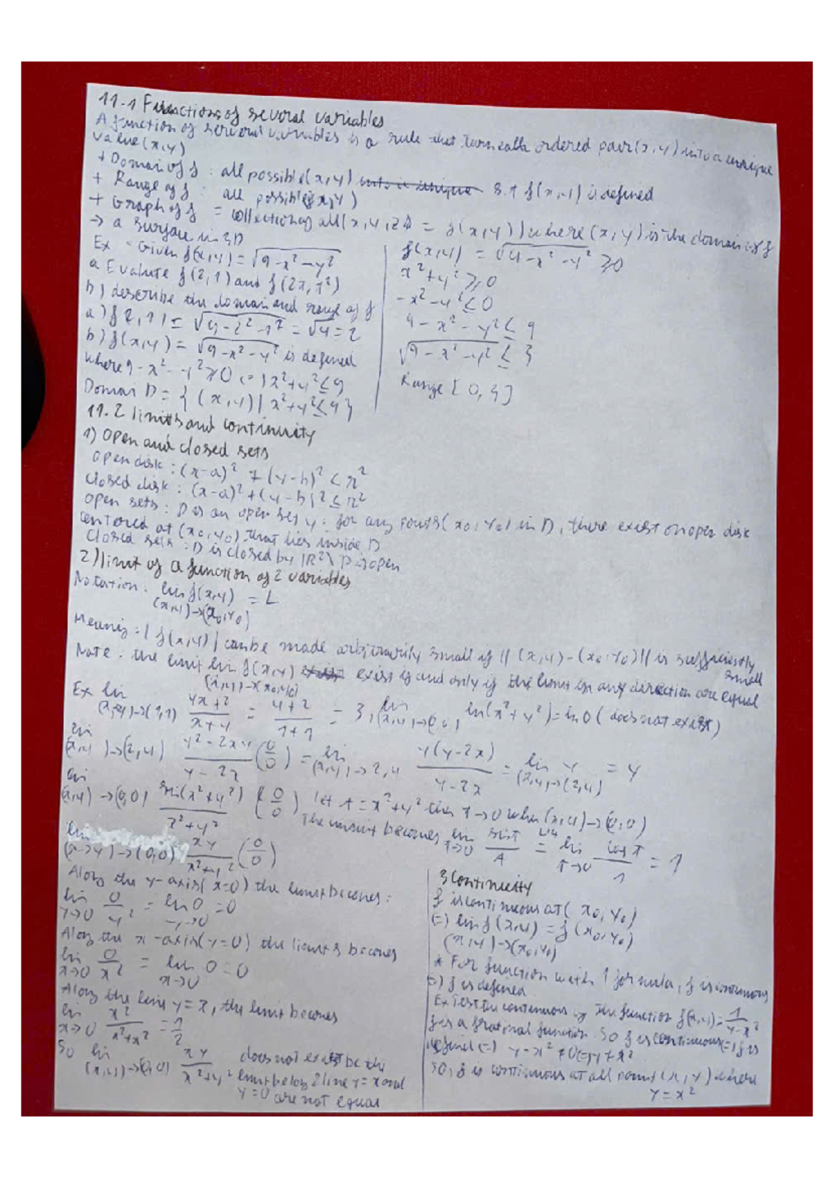11.1 Functions of Several Variables: Limits, Continuity, and Derivatives - Studocu