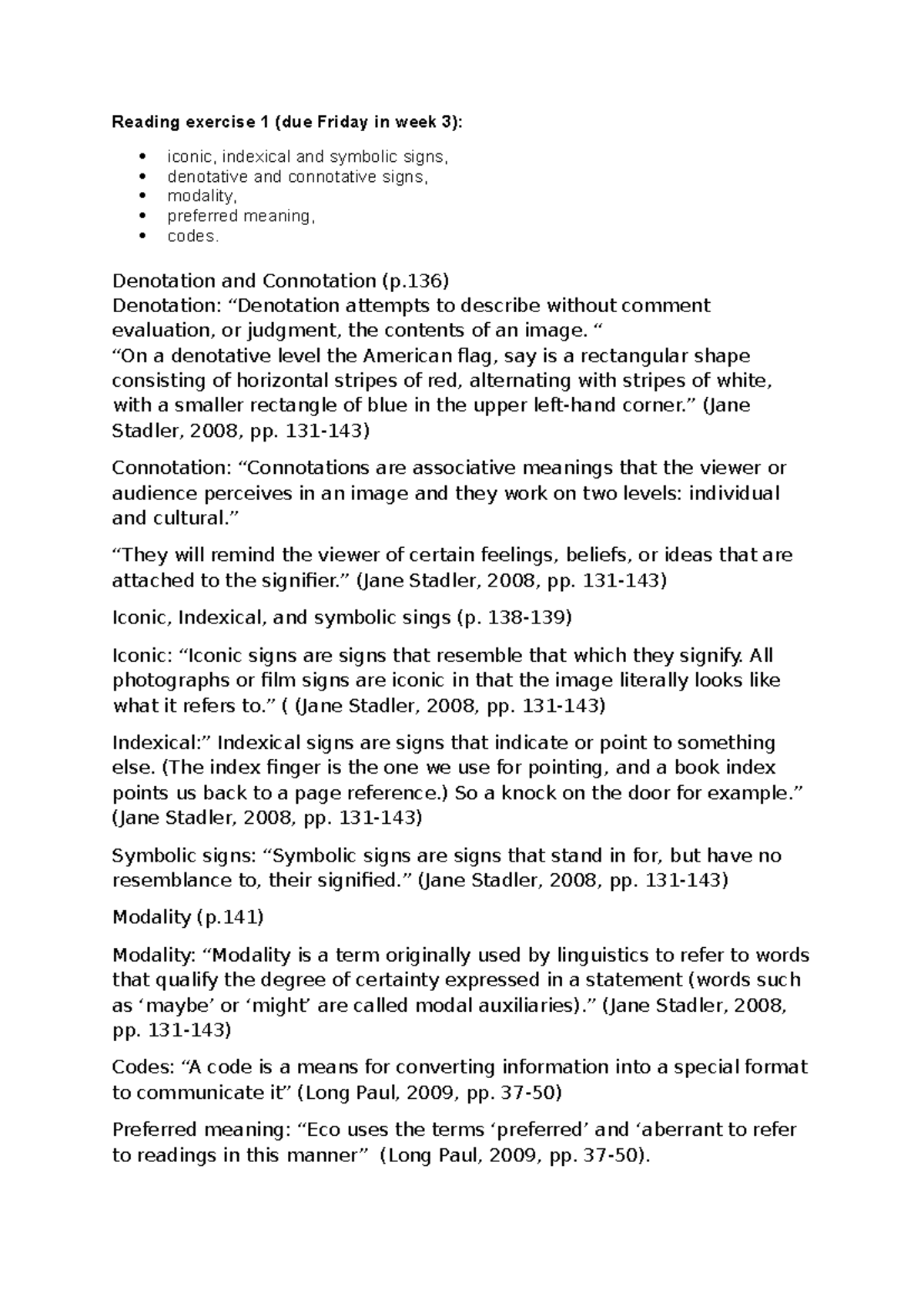 Reading Exercise 1: Signs, Denotation & Connotation Analysis - Studocu
