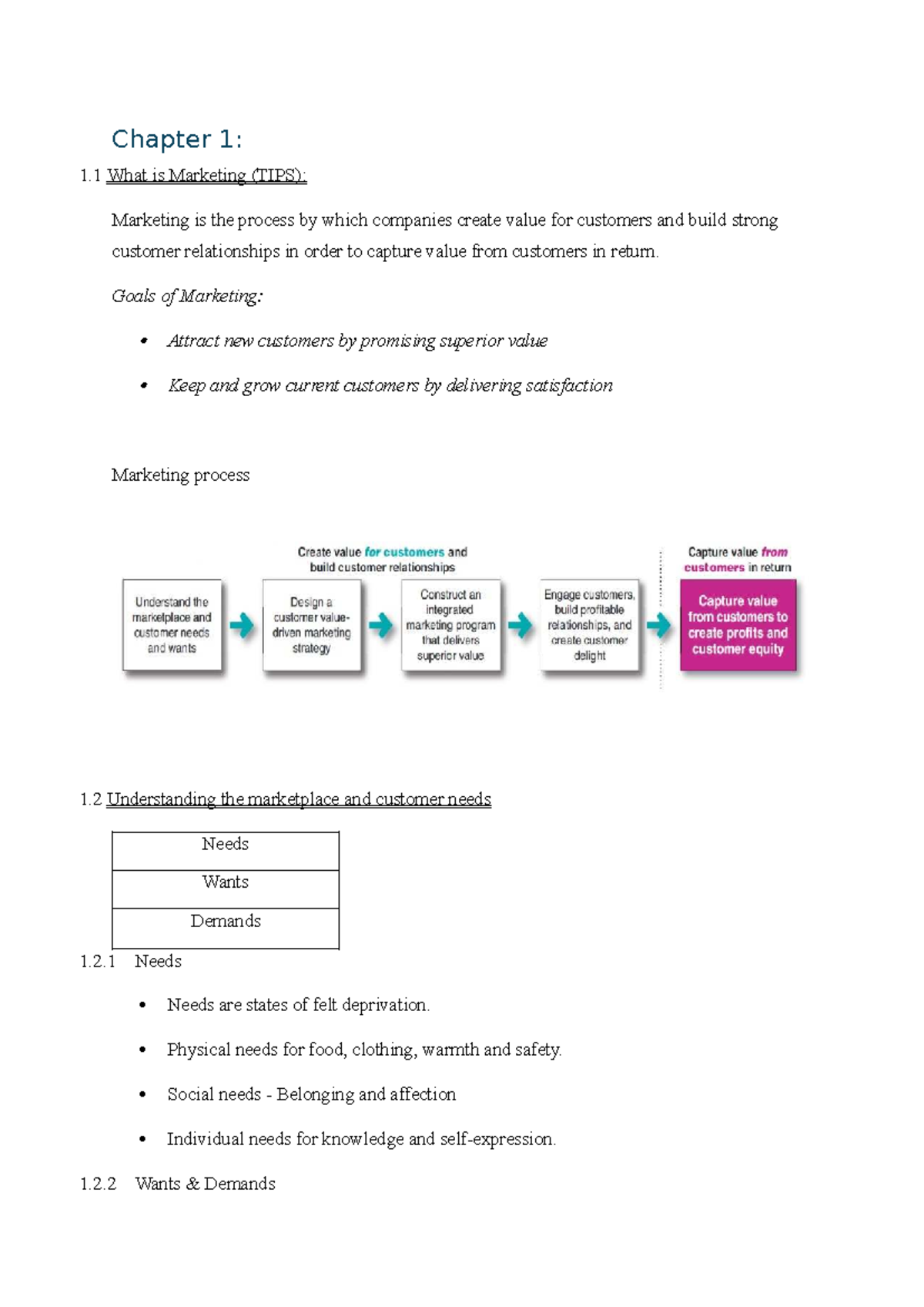 Chapter 1: Introduction to Marketing Concepts (MKT 101) - Studocu