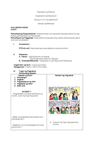 Lesson Plan (gramatika) 4th - Republika ng Pilipinas Kagawaran ng ...