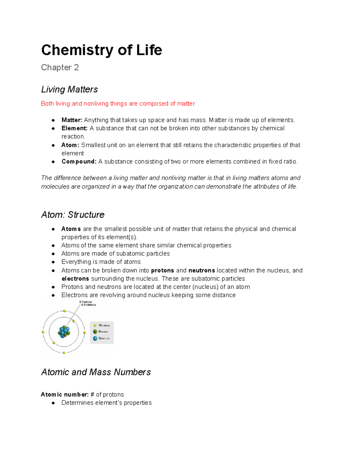 Chemistry of Life: Chapter 2 - Living Matters and Macromolecules Notes ...