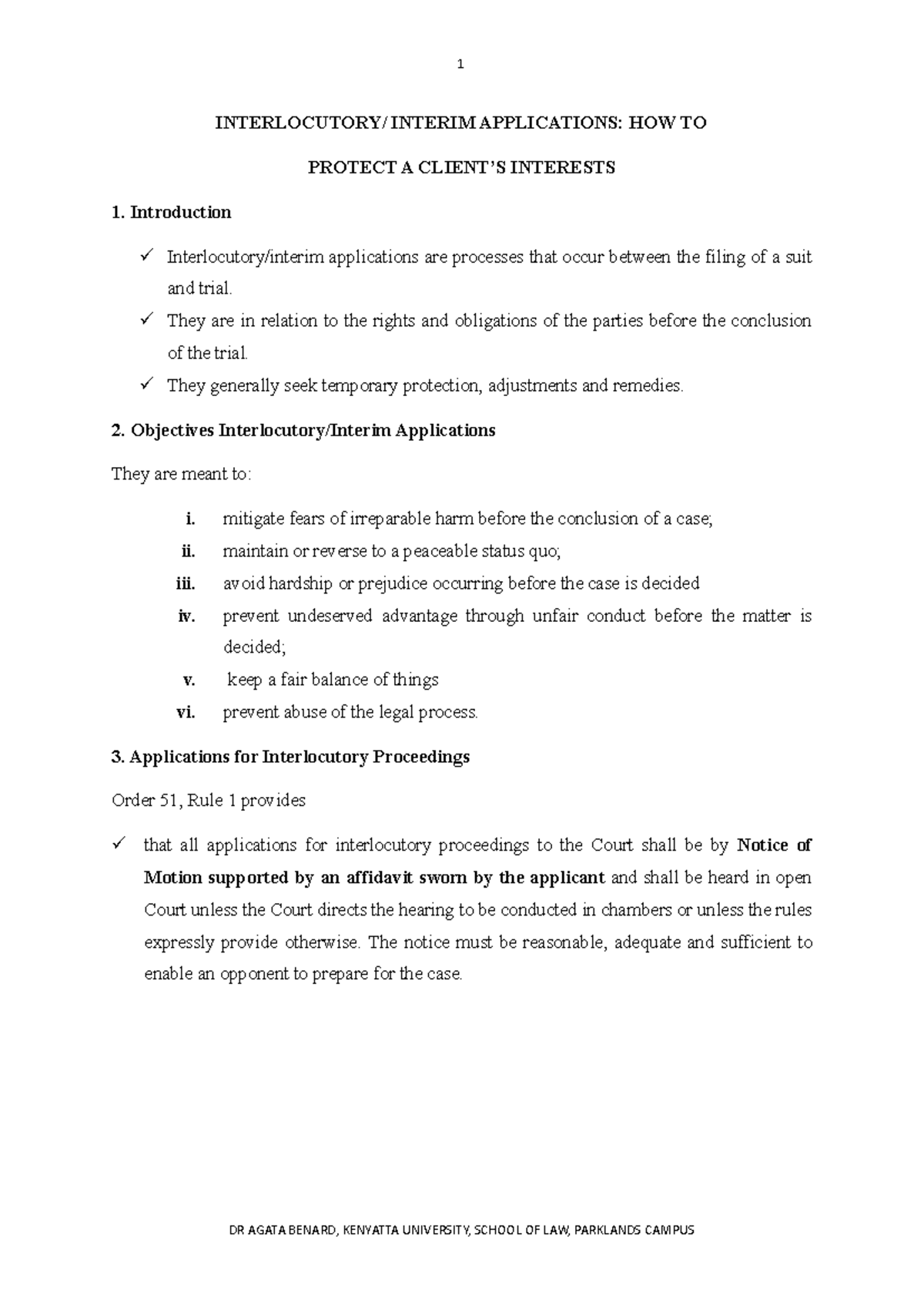 Interlocutory Applications in Civil Procedure: Class Notes (CPC) - Studocu
