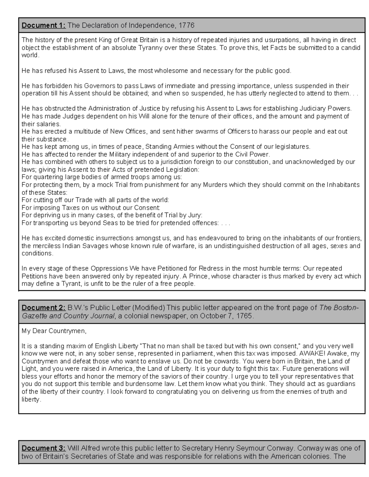 Unit 5: Inquiry Lesson on the American Revolution Documents - Studocu