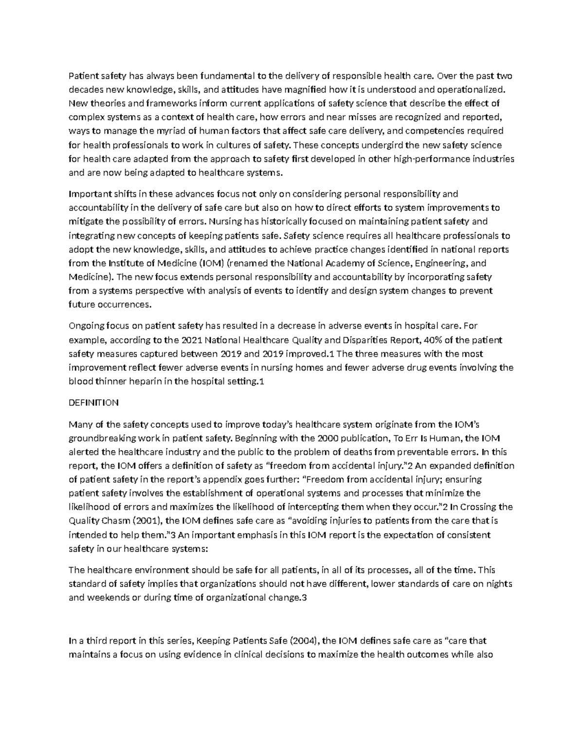 Patient Safety in Nursing: Building a Culture of Safety and ...