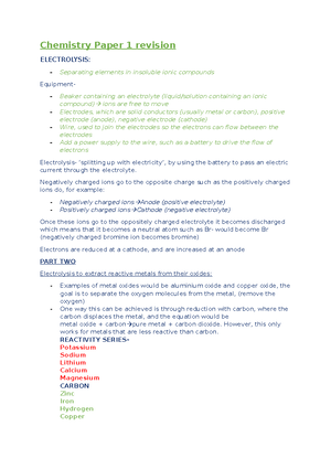 GCSE Chemistry - Reactivity Series - Reactivity Series KS3 - Worksheet ...