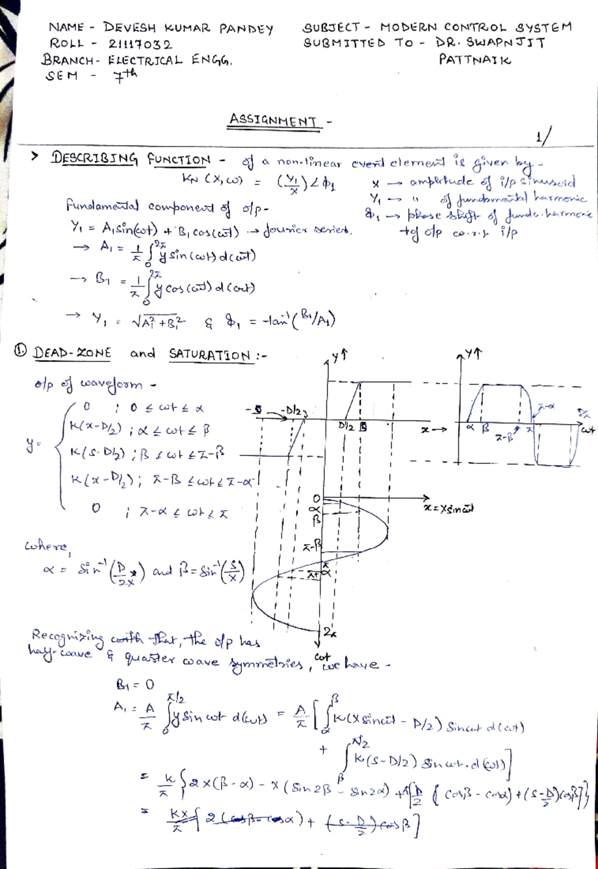 MCS 21117O - Assignment on Modern Control System Concepts - Studocu