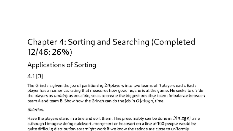 Chapter 4: Sorting and Searching - Algorithms and Applications - Studocu