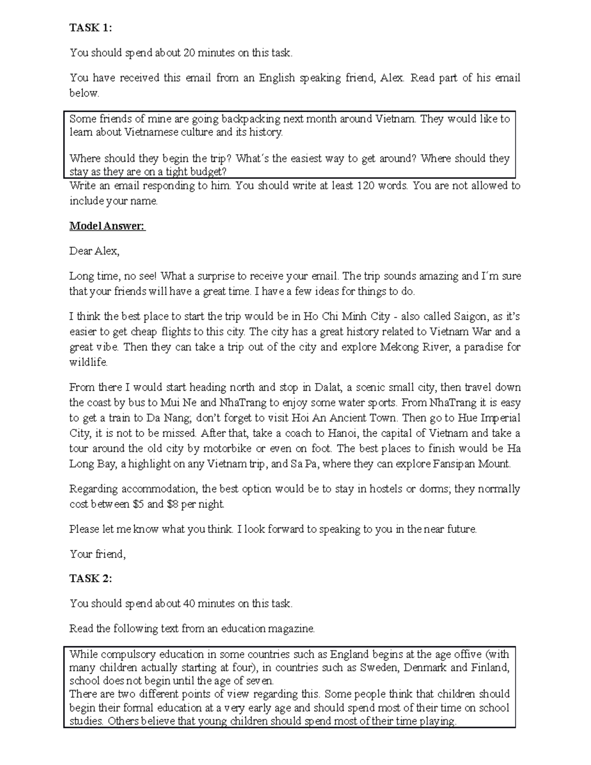 Writing English Language Tasks: Emails and Essays - Studocu