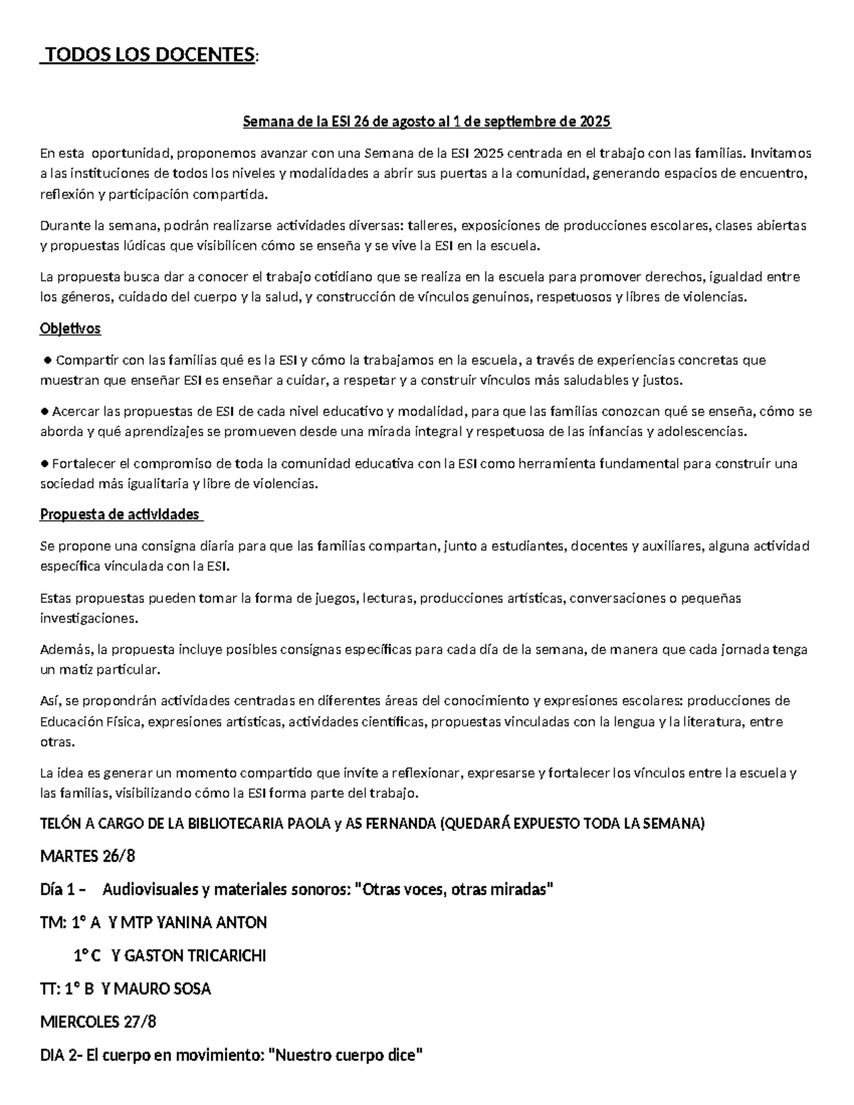 Semana de la ESI 2025: Actividades y Propuestas para Familias - Studocu