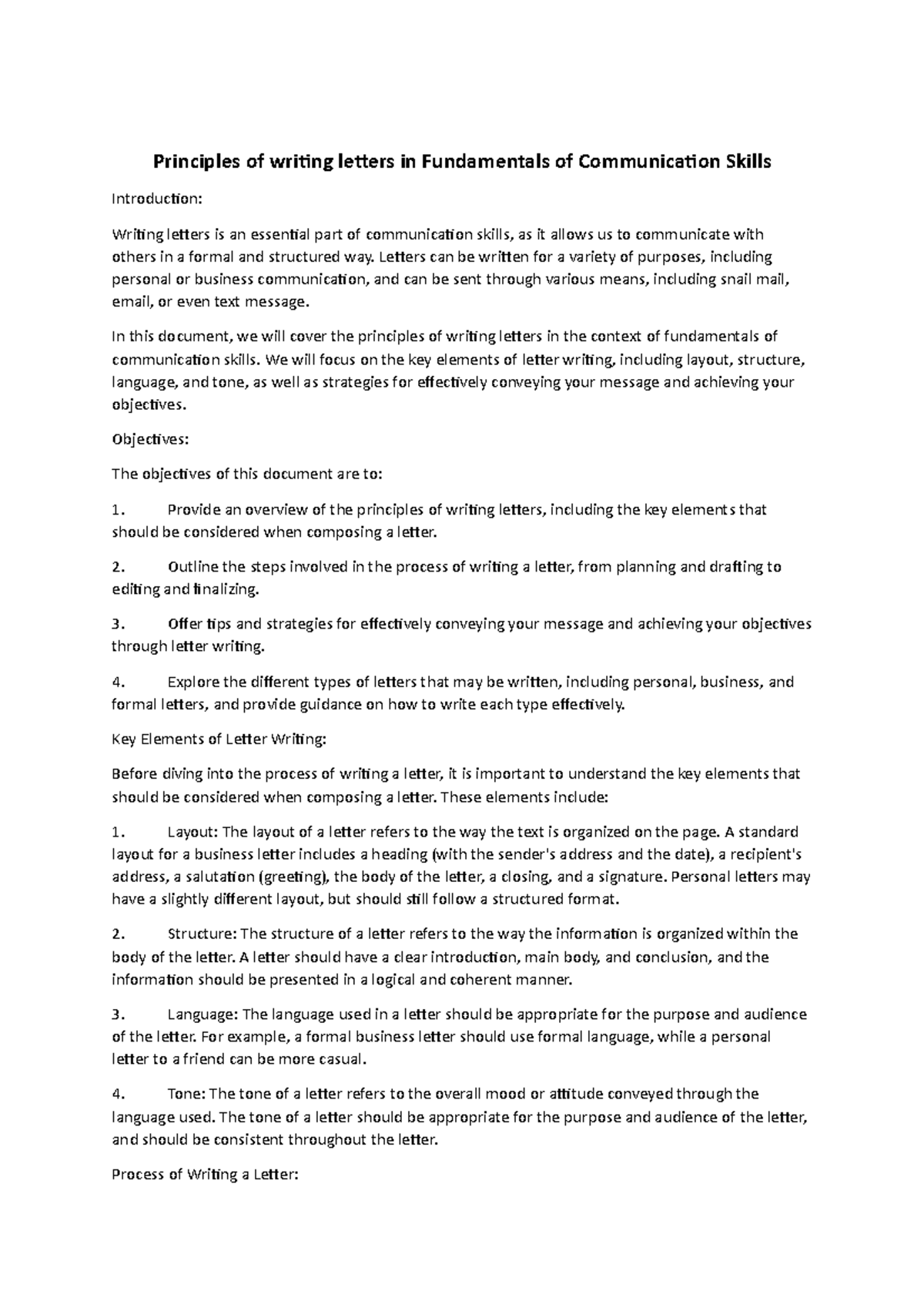 Fundamentals of Communication Skills: Writing Effective Letters - Studocu