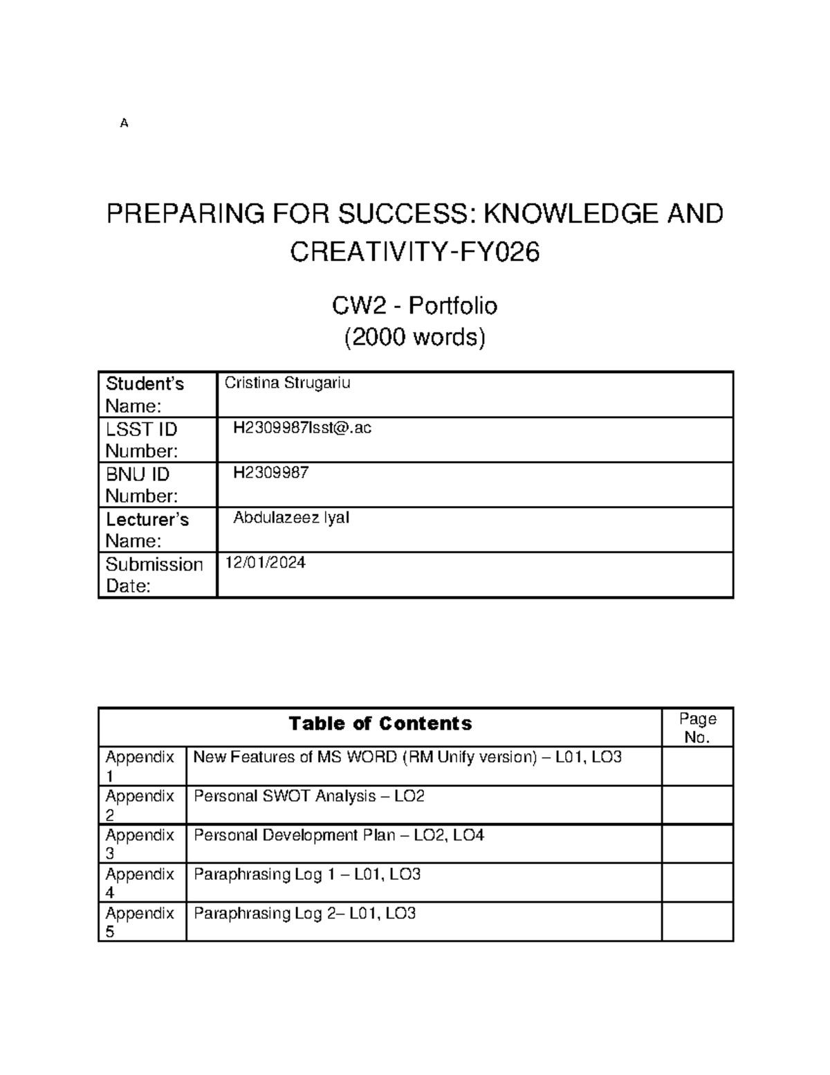 CW2 - Reflection Assignment on Knowledge and Creativity Development - Studocu