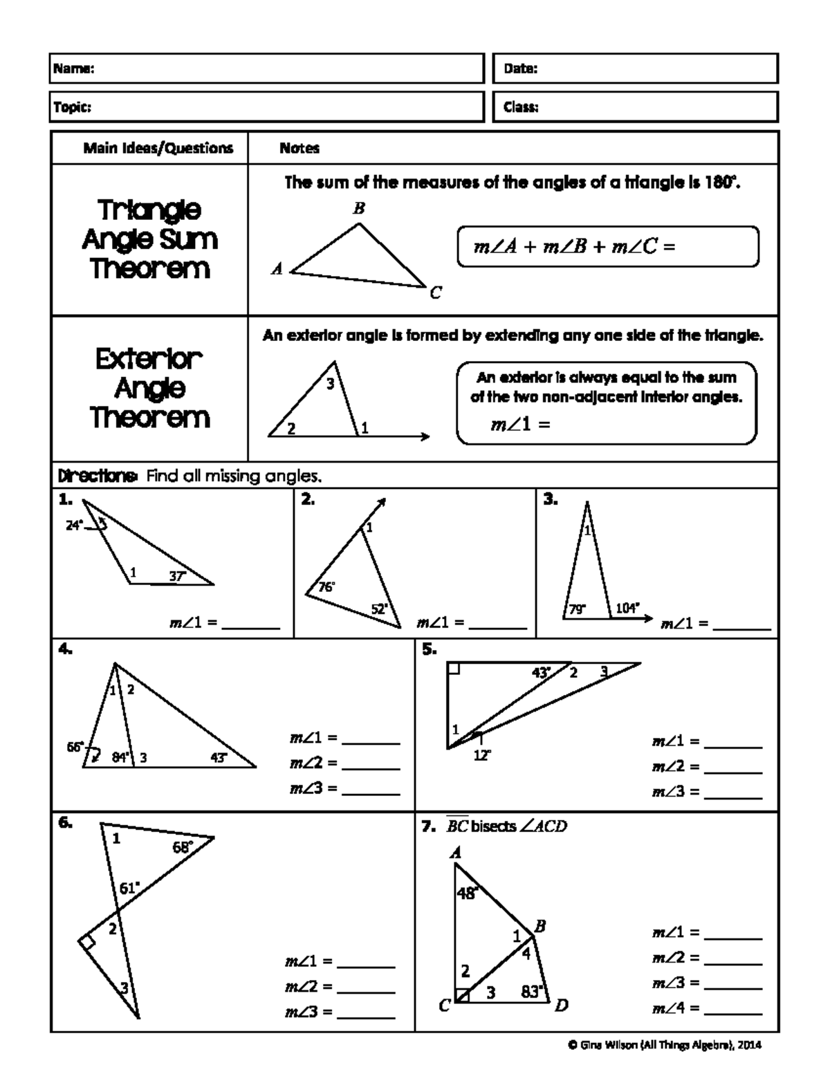 Angles of Triangles: Intro to Triangle Theorems (Math 101) - Studocu