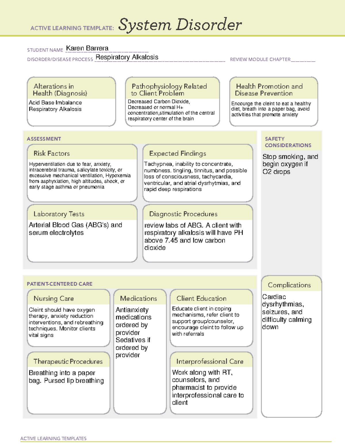 Respiratory Alkalosis: Active Learning Template - Nursing Care Study ...