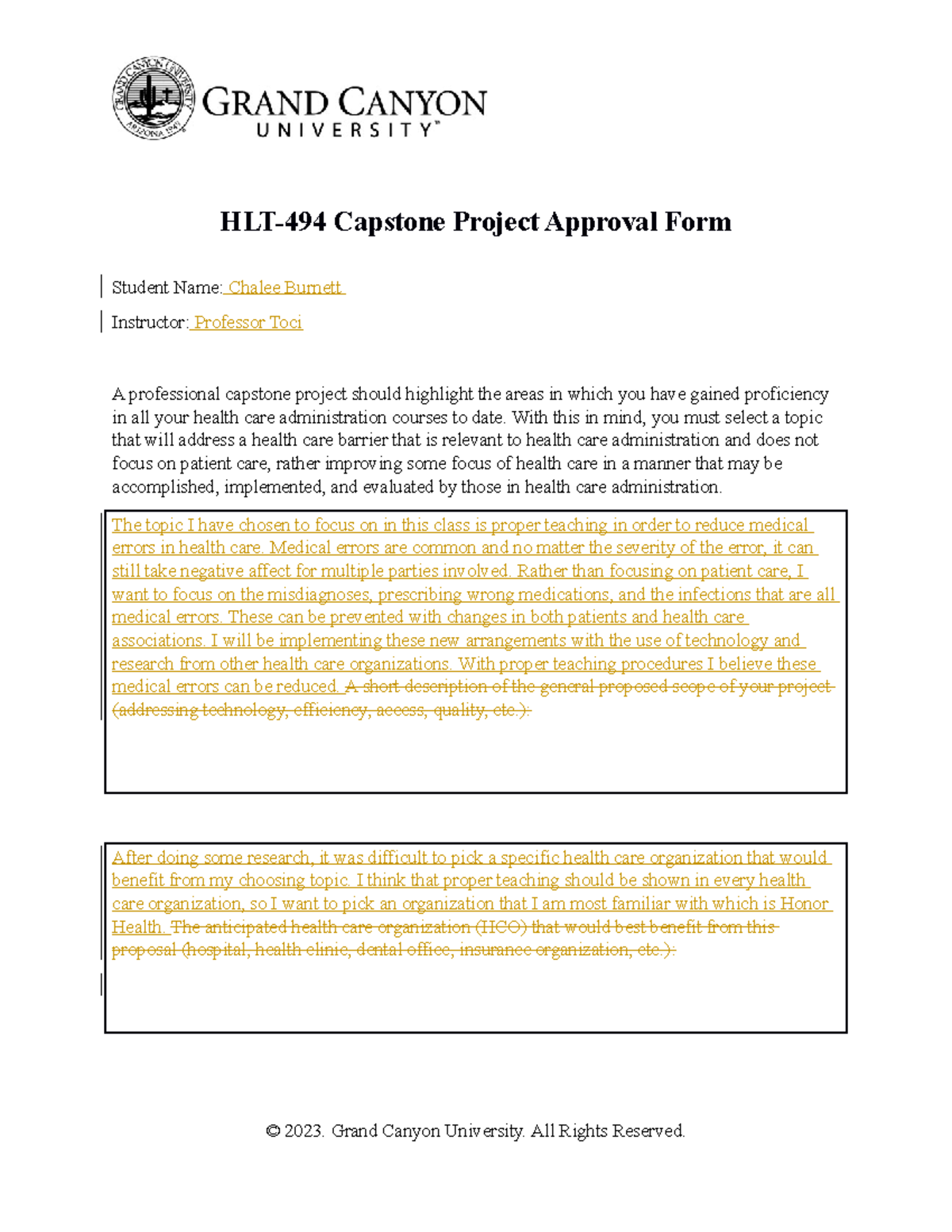 HLT-494 Capstone Project Approval: Reducing Medical Errors in ...