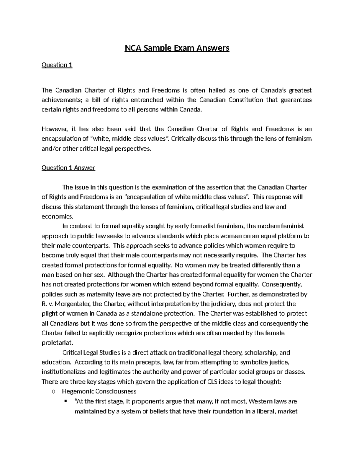 NCA Foundations Sample Exam Answers and Analysis - Studocu