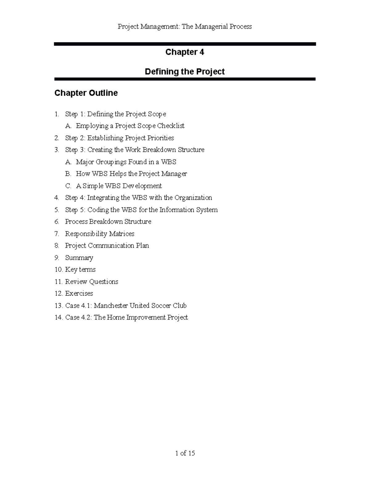 Project Management The Managerial Process CH 04 Solutions Manual - Studocu