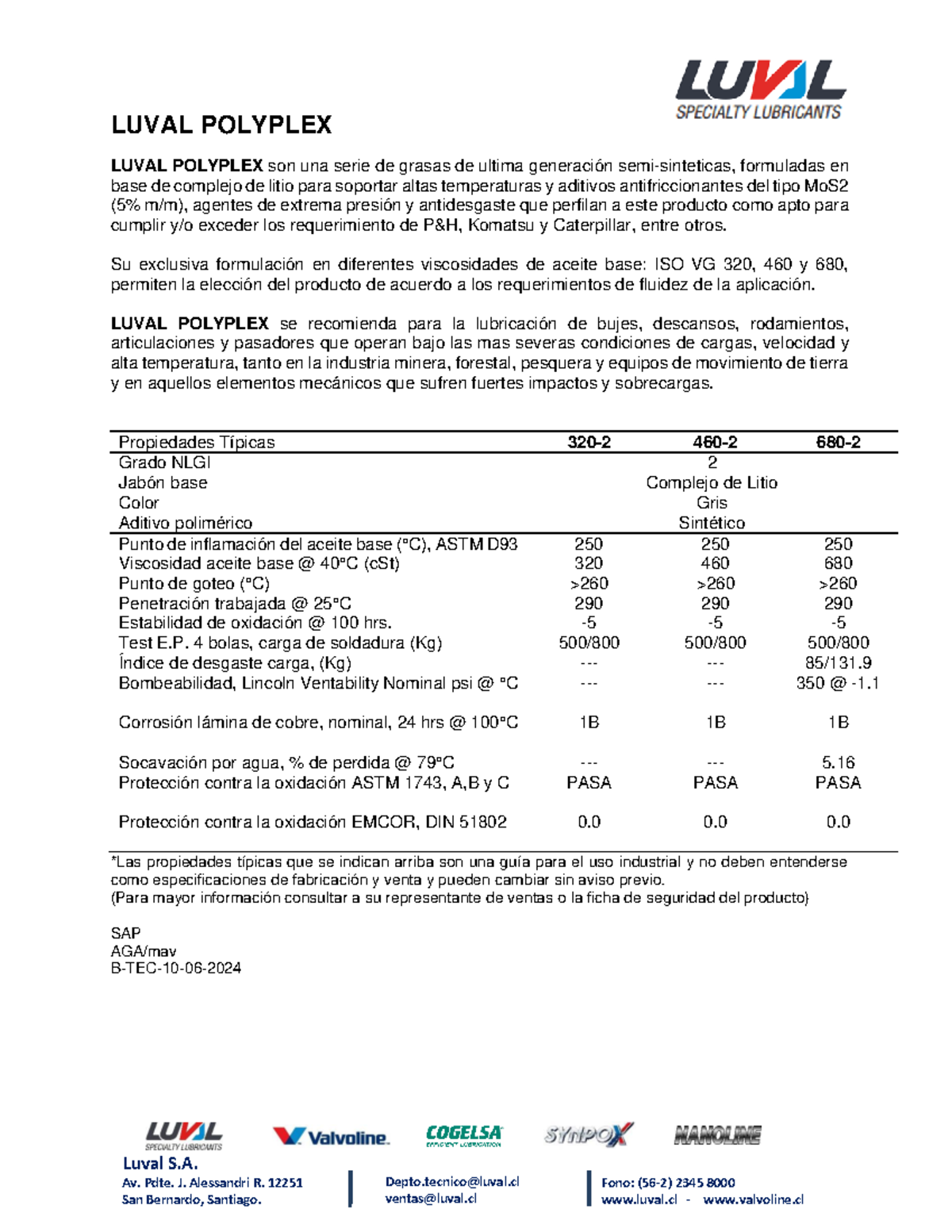 Luval Polyplex: Datos Técnicos y HDS de Lubricante - B-TEC-10-06-2024 ...