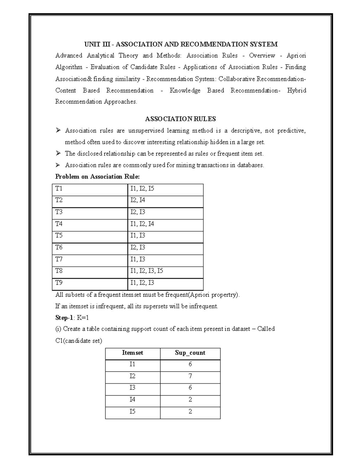 Big Data Analytics - Module 3: Association & Recommendation Systems ...