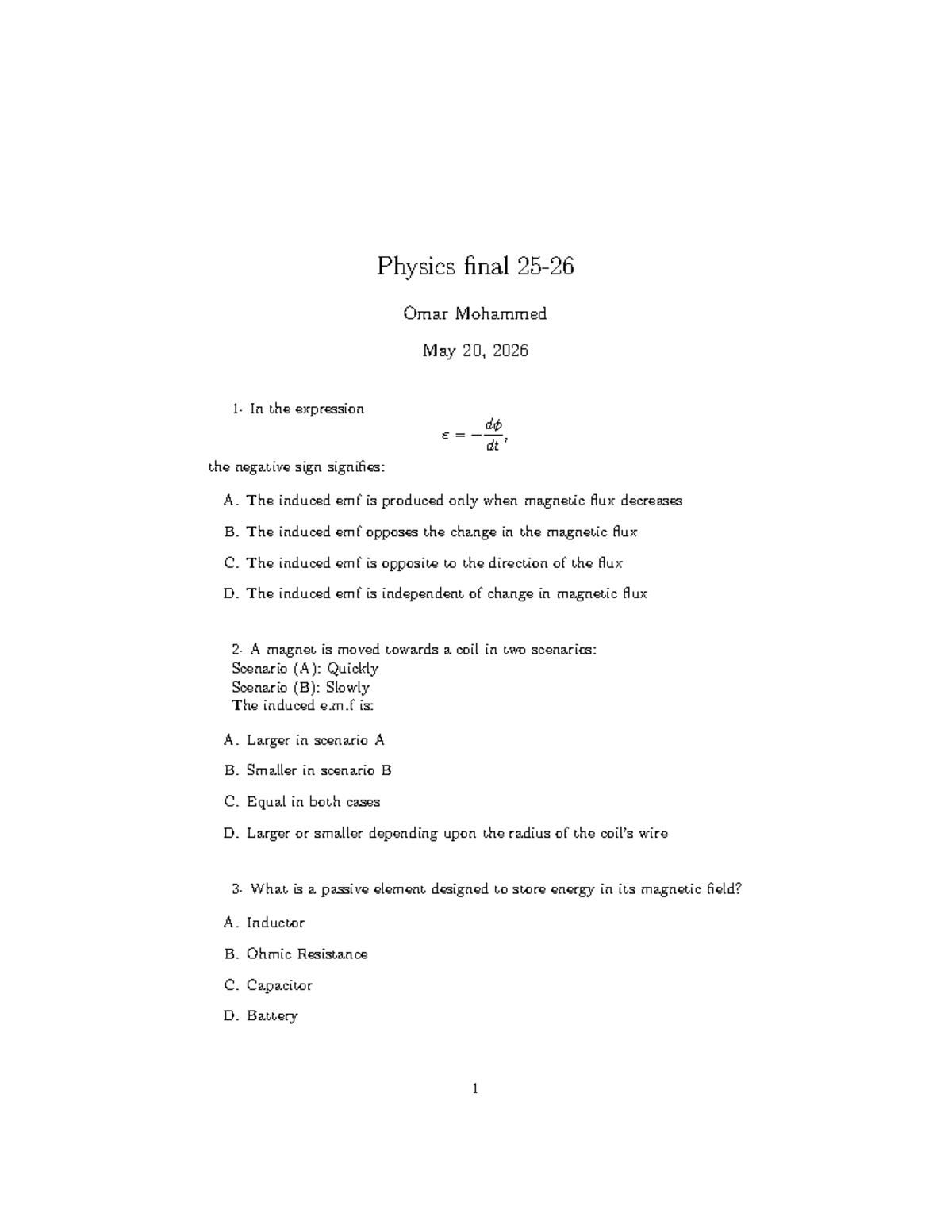 Physics Final Exam Notes - Course Code: 25 26 - Studocu