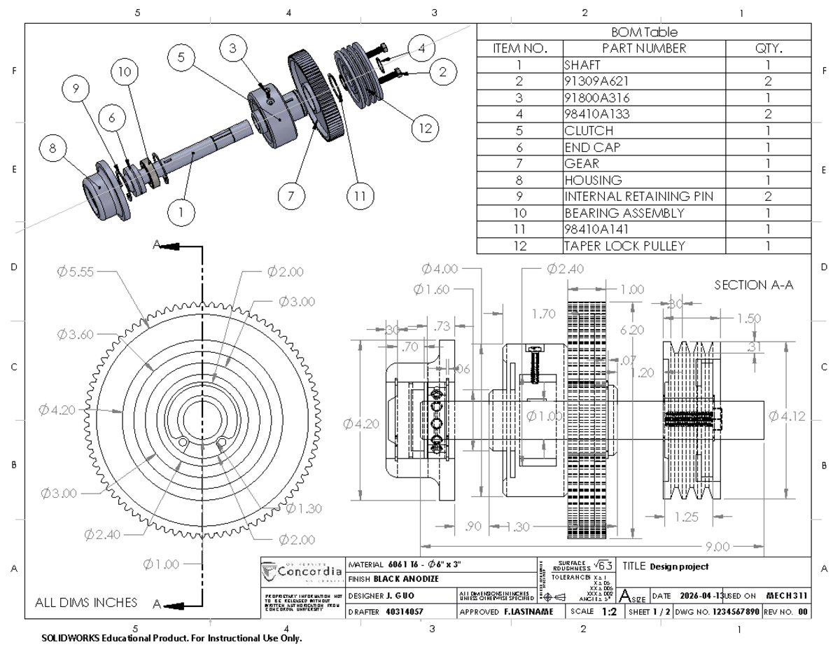 Assembly 1 - Project for MIAE 313: BOM & Design Details - Studocu