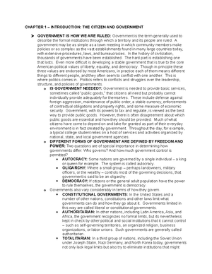 Chapter 2 Notes - CHAPTER 2 – THE TEXAS CONSTITUTION THE ROLE OF A ...