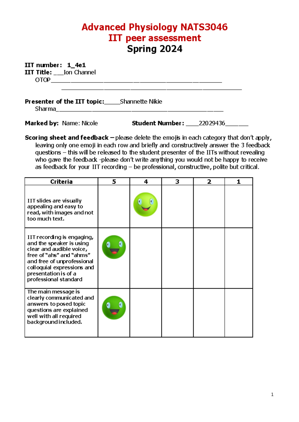 NATS3046 oral presentation peer review - 1 Advanced Physiology NATS ...