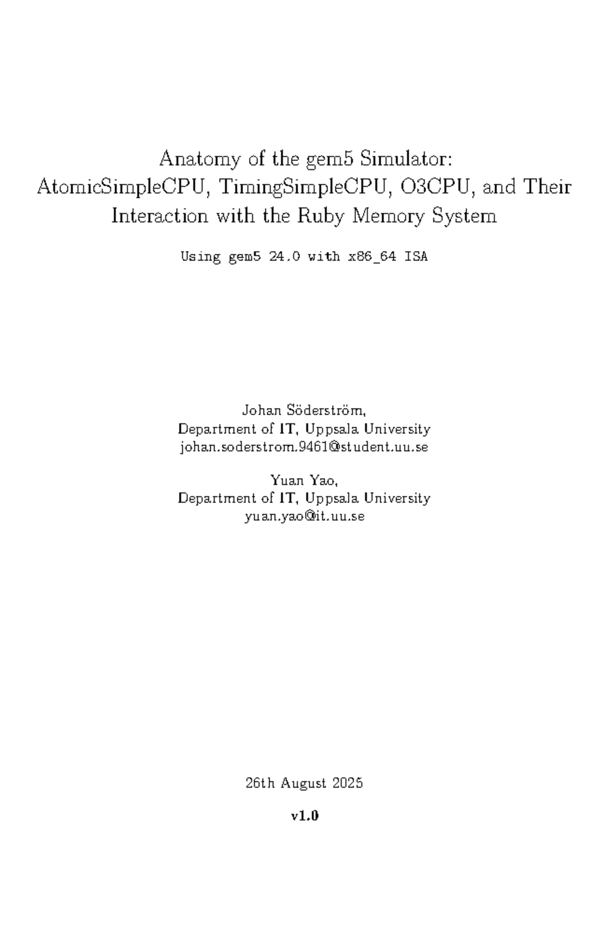 Anatomy of gem5 Simulator: AS CPU, TS CPU, O3CPU & Ruby Memory System ...