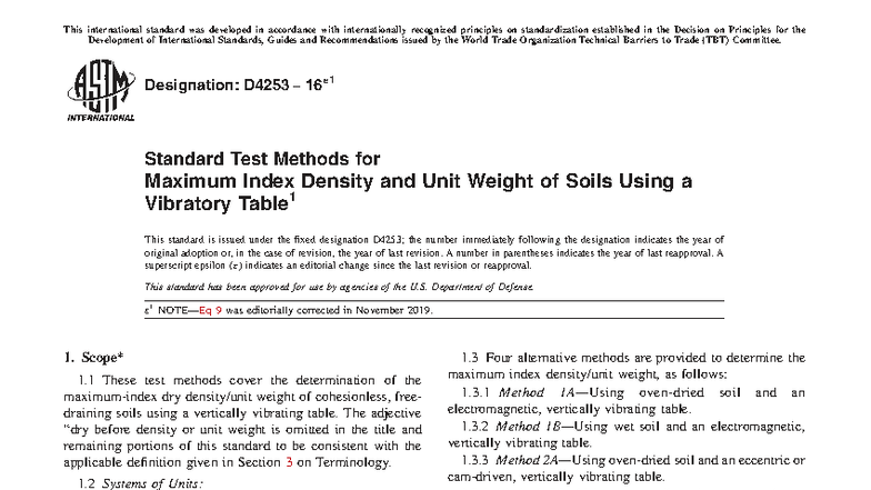 ASTM D4253-16E01: Standard Test Methods for Soil Density Using ...