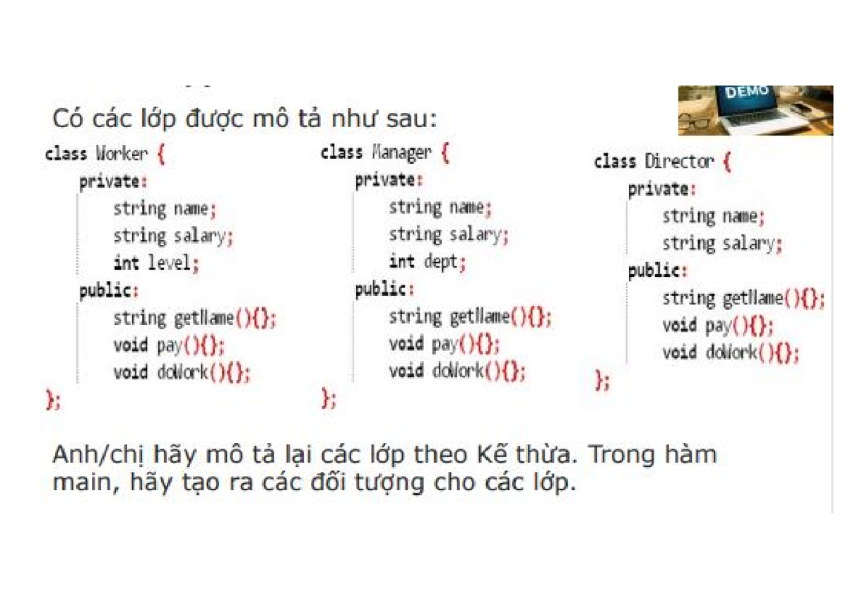 Lập trình OOP: Mô tả các lớp Worker, Manager, Director trong C++ - Studocu