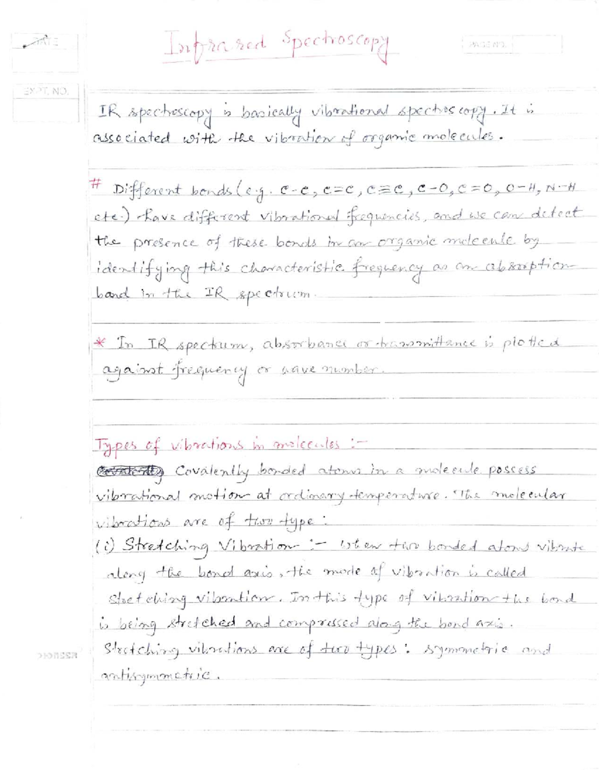 IR Spectroscopy - Lecture Notes for CHEM 101 - Studocu