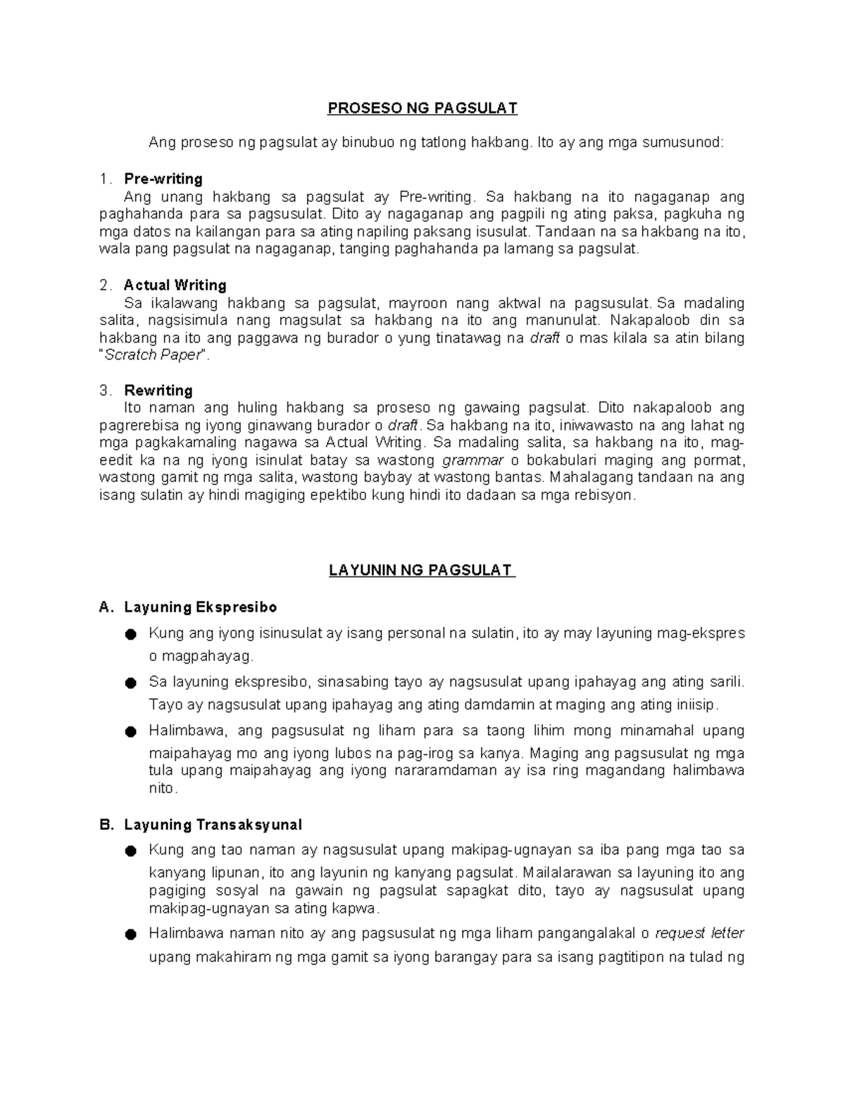 PAGSULAT: Mga Hakbang at Layunin ng Pagsulat sa Akademikong Konteksto ...
