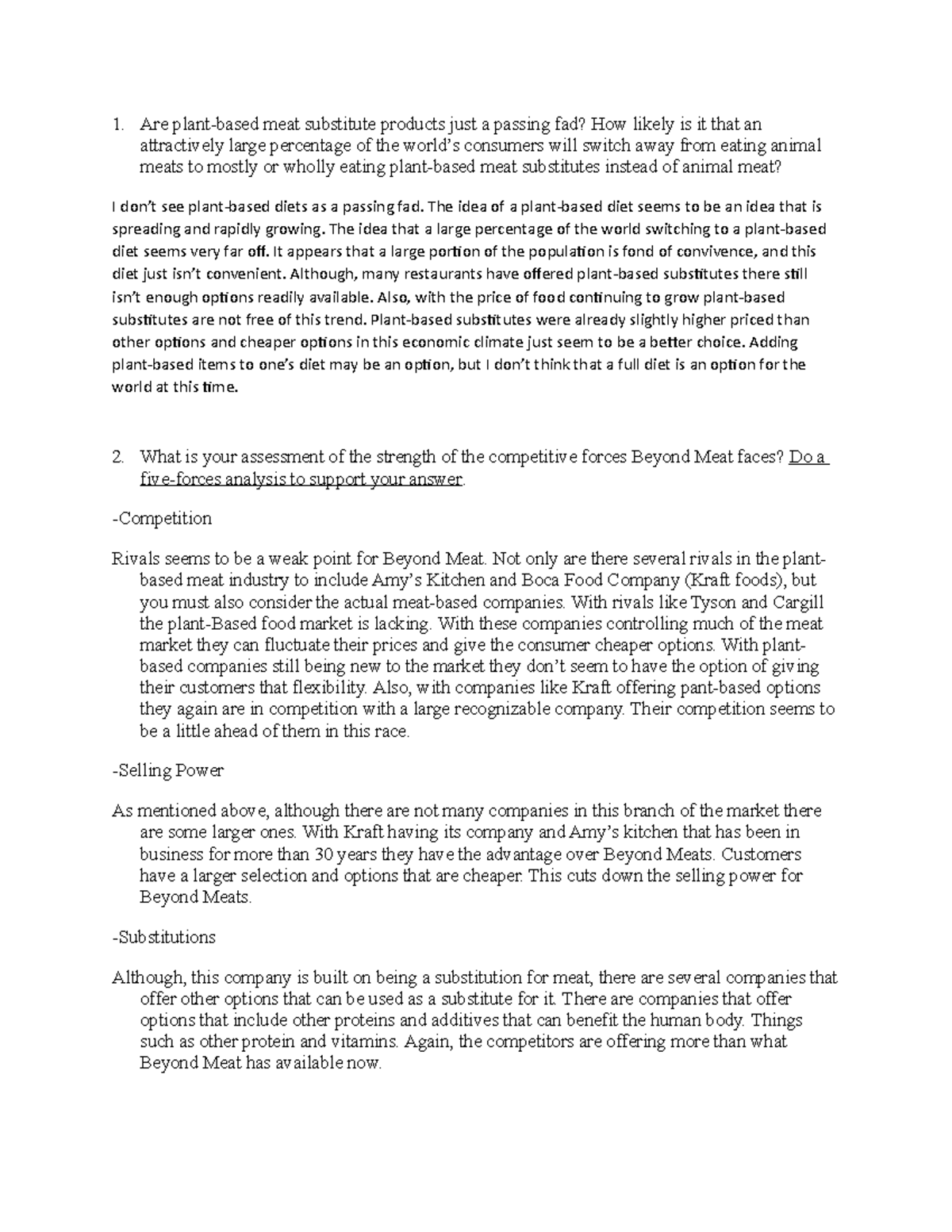 Beyond Meat Case Study: Strategies and Market Analysis - Studocu