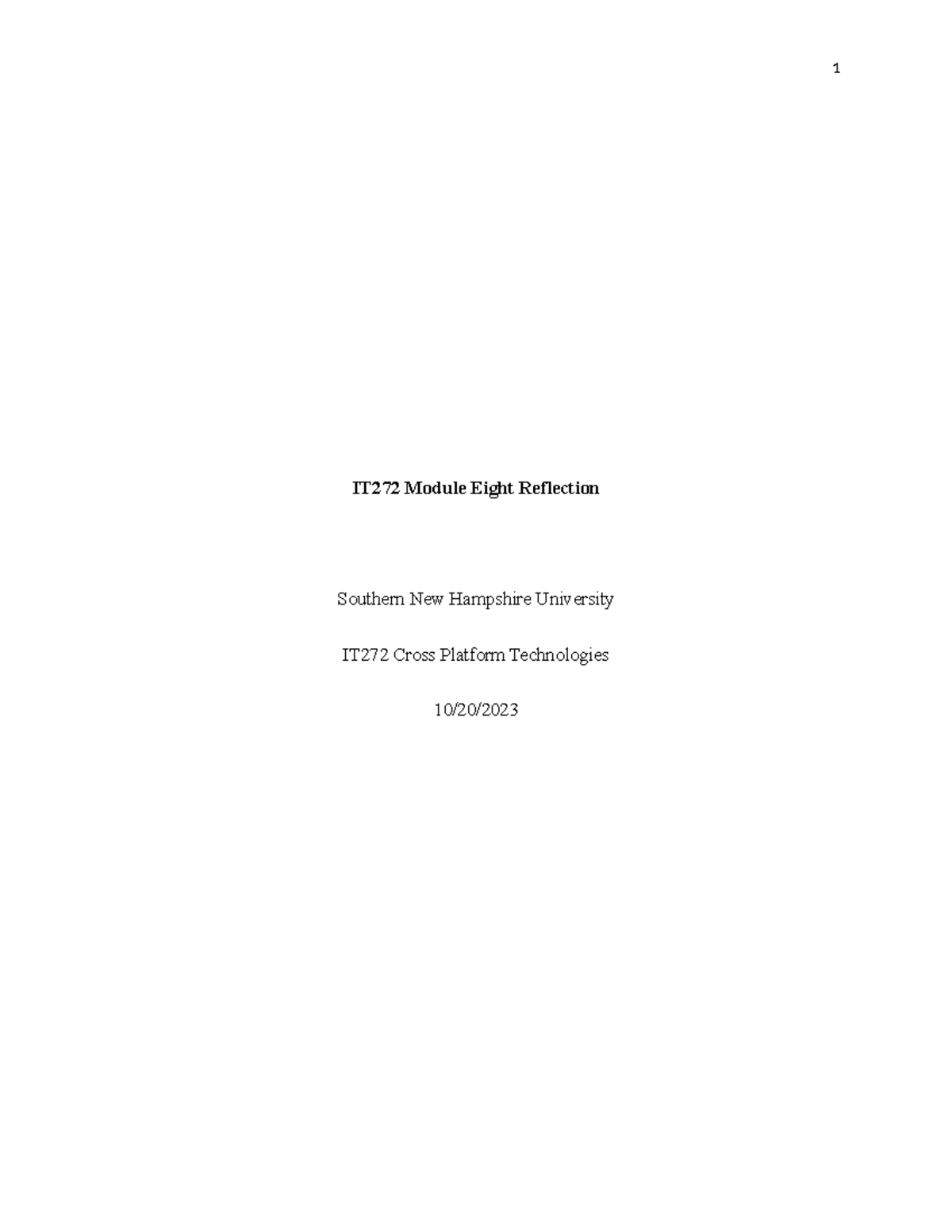 IT272 Module Eight Reflection on Cross-Platform Technologies - Studocu