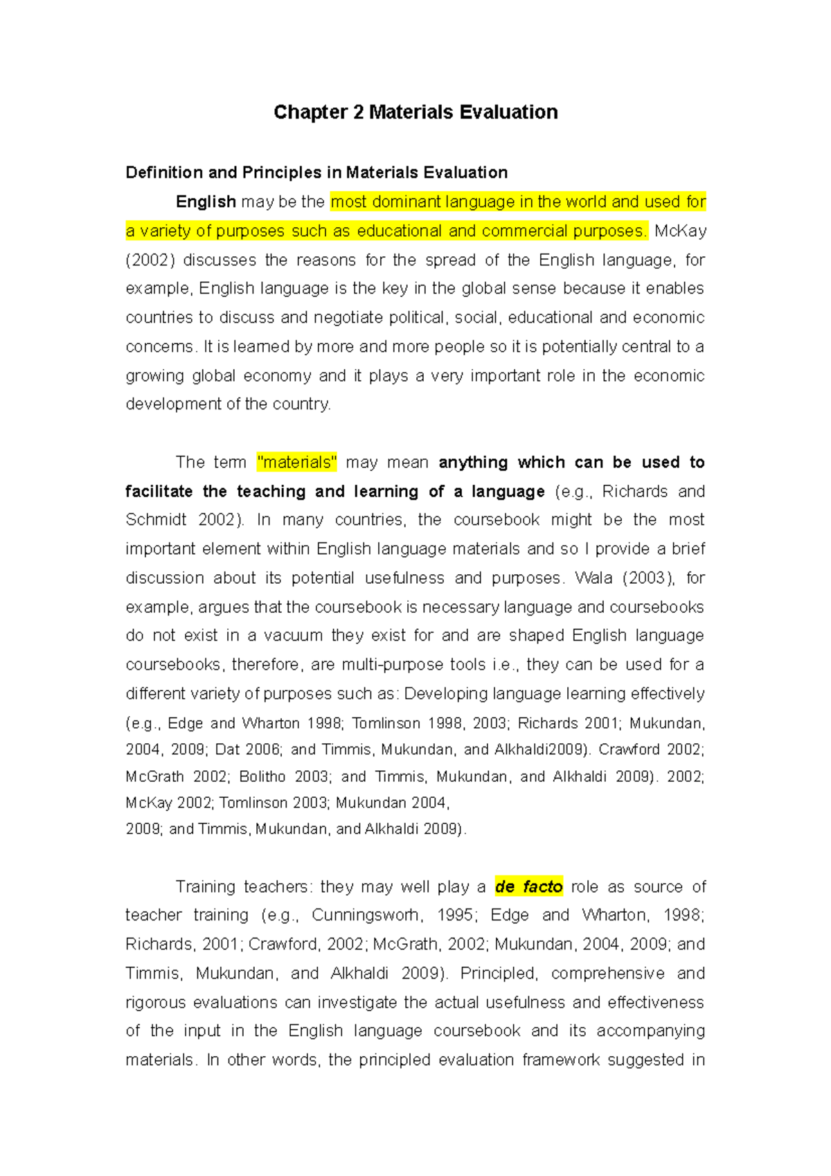 Chapter 2: Principles and Evaluation of Language Learning Materials - Studocu