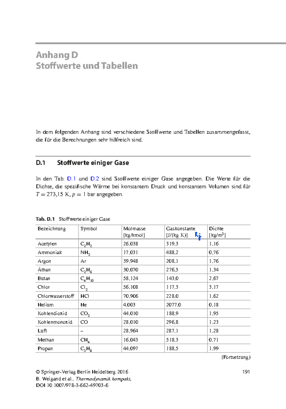 Stoffdaten und Tabellen für Thermodynamik (Anhang D) - Studocu