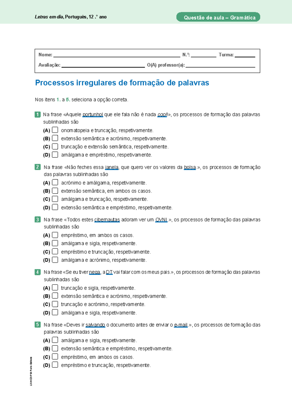 LDA12DP - Questões de Aula sobre Processos Irregulares de Formação de ...