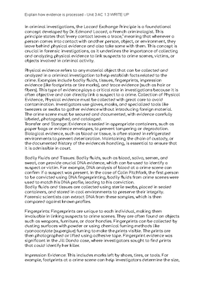 Unit 3 AC 1 - unit 3, AC 1.3 - Unit 3 AC 1- Explain how evidence is ...