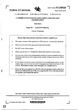 CSEC POB May June P2 2024-1 - TEST CODE 01240020 FORM TP 2024116 2024 ...