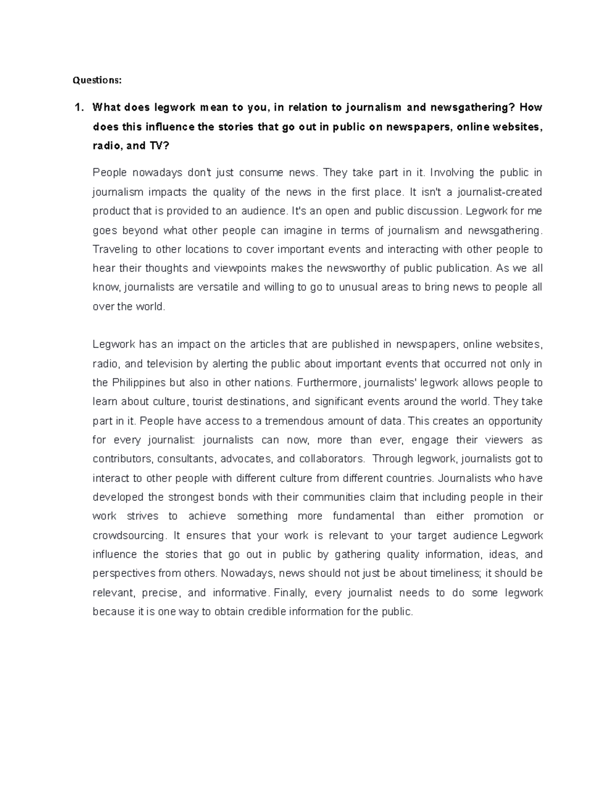 Short Essays in Journalism - English - Studocu