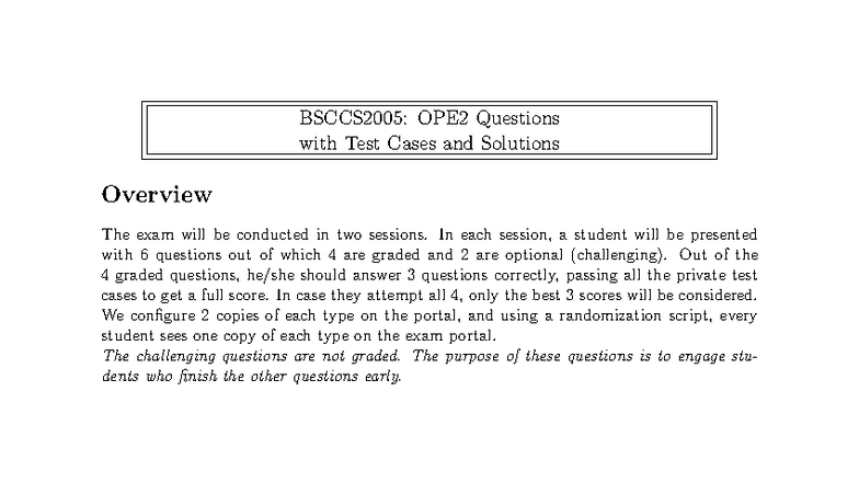 BSCCS2005: OPE2 Revision Questions with Test Cases and Solutions - Studocu