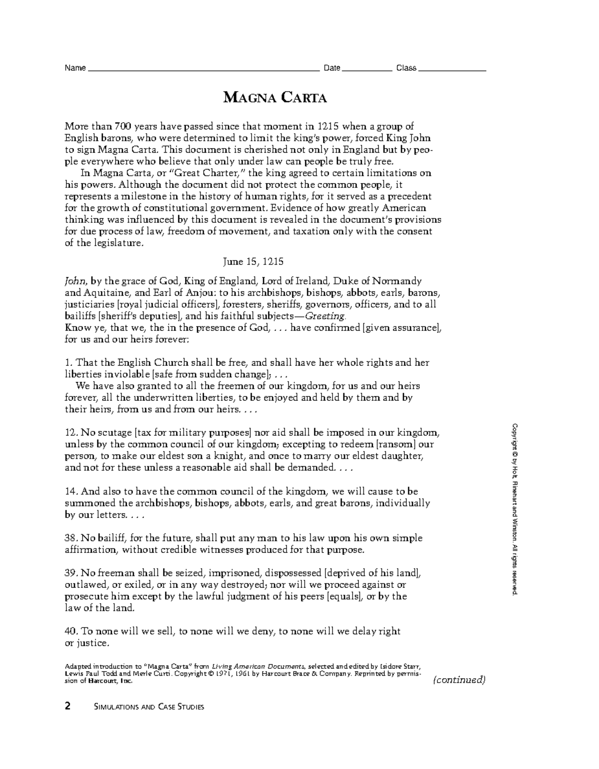 Foundational Documents: Magna Carta & Mayflower Compact Analysis - Studocu