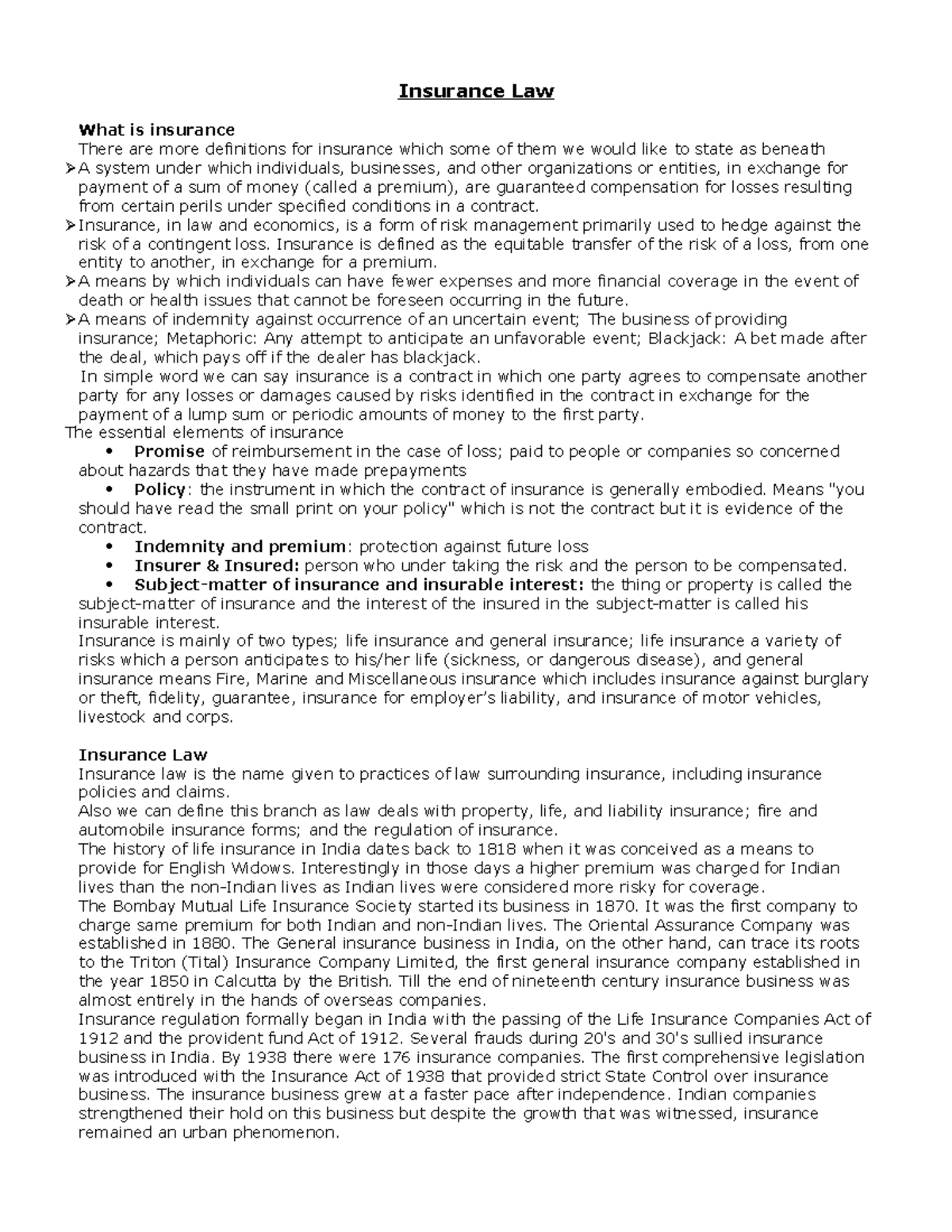 397313493 Insurance Law Overview & Key Concepts - Studocu