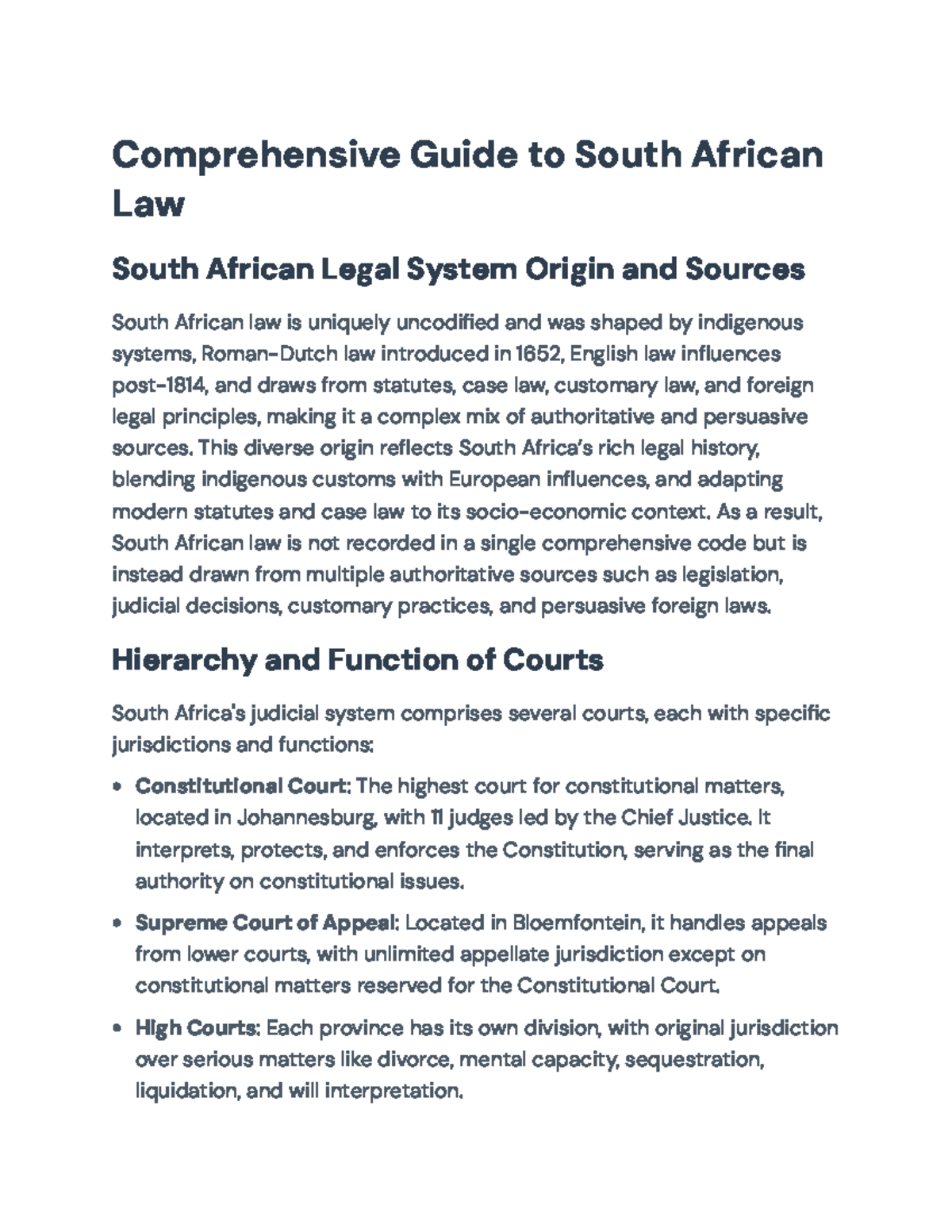 Comprehensive Guide to South African Law and Contractual Framework ...