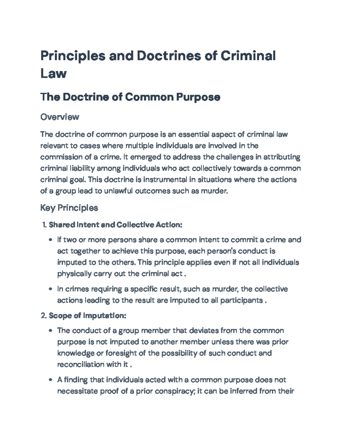 Principles and Doctrines of Criminal Law: Common Purpose & Liability ...