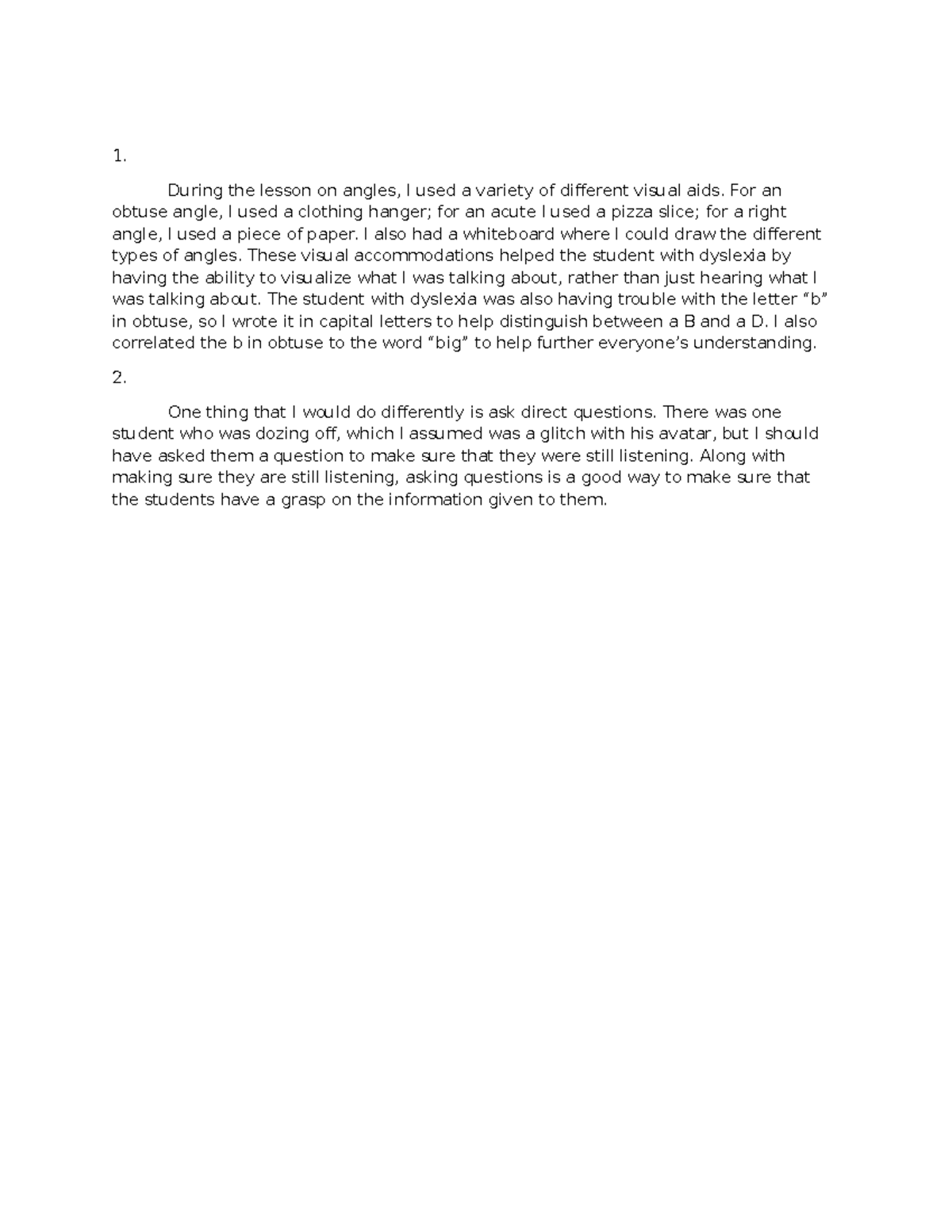 D096 Lesson on Angles: Visual Aids & Student Engagement Strategies - Studocu