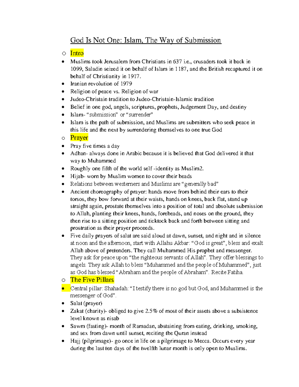 Islam and the Concept of Submission: Summary of Key Principles - Studocu